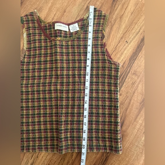 Lemon Grass | Tops | Vintage 9s Lemon Grass Plaid Crinkle Tank Top ...